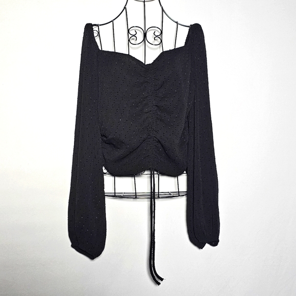 emory park | Tops | Emory Park Black Cropped Peasant Top Large | Poshmark